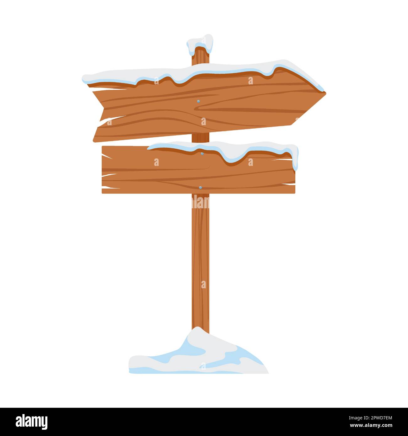 Vintage wooden sing covered with snow vector illustration. Snowy ...
