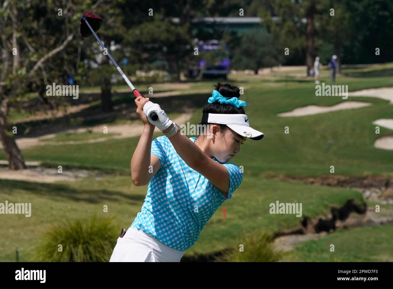 April 28, 2023: LPGA - American golfer Lucy Li, tees off on the first ...