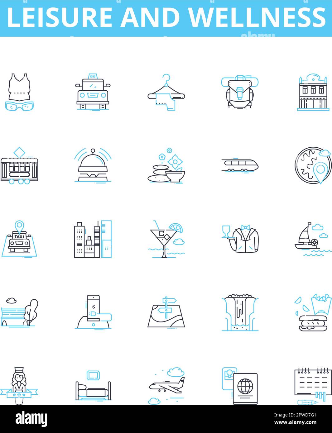 Leisure and wellness vector line icons set. Leisure, Wellness ...