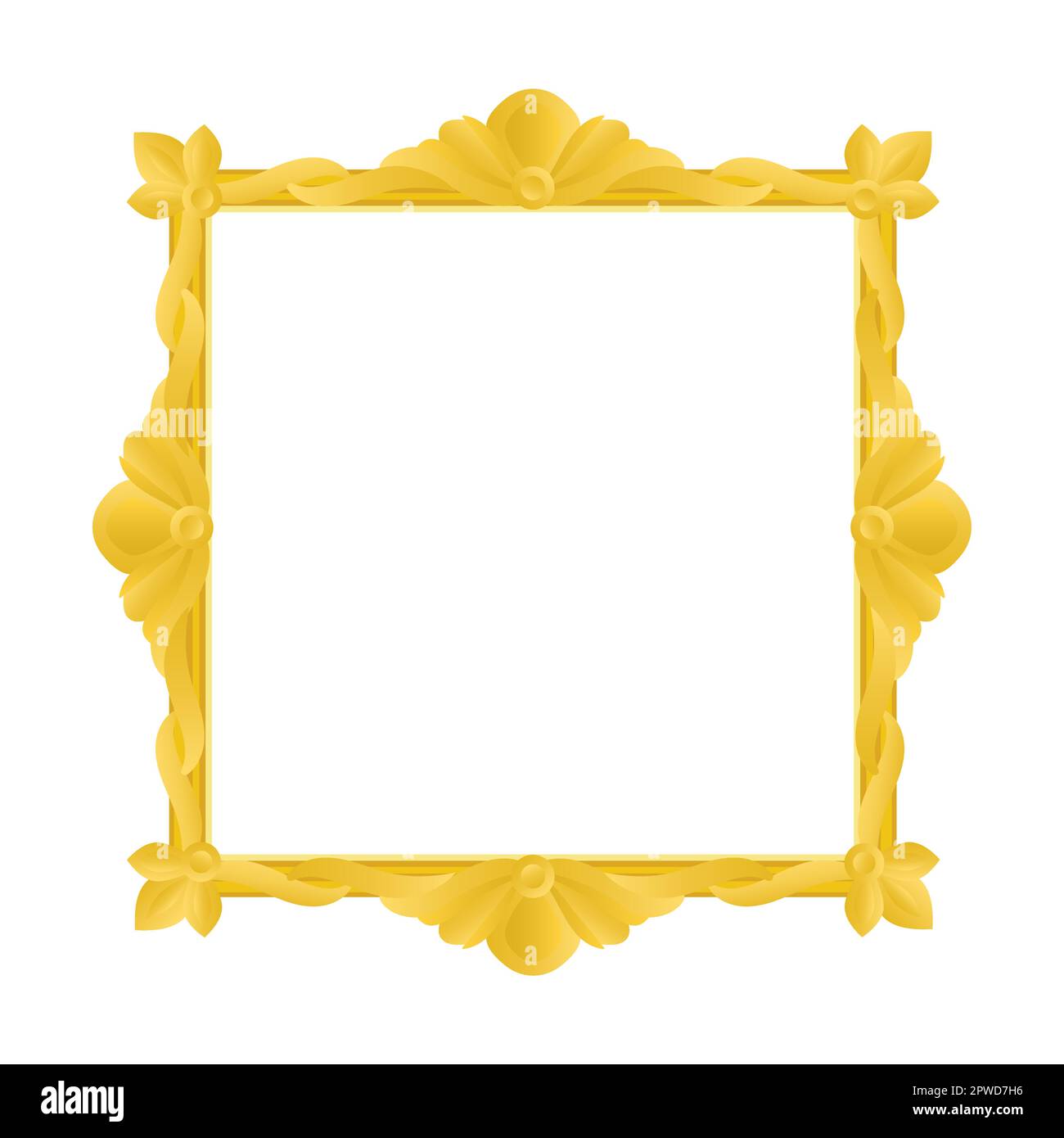 Gold old royal border with floral ornament for pictures and photos on ...