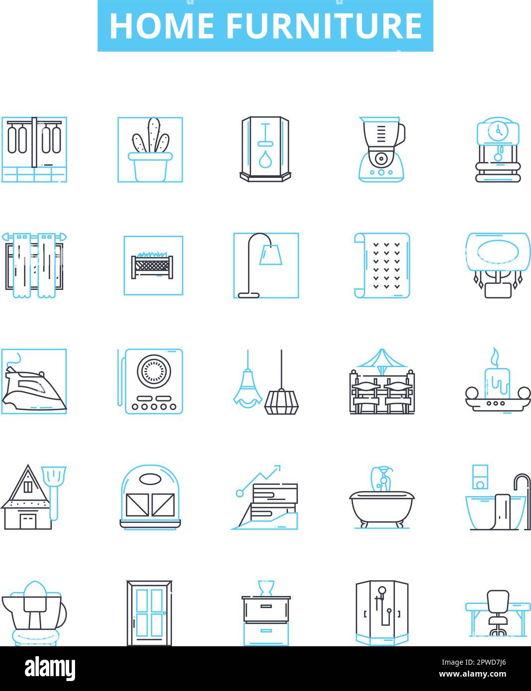 Home Furniture vector line icons set. Furniture, Home, Sofa, Chair ...