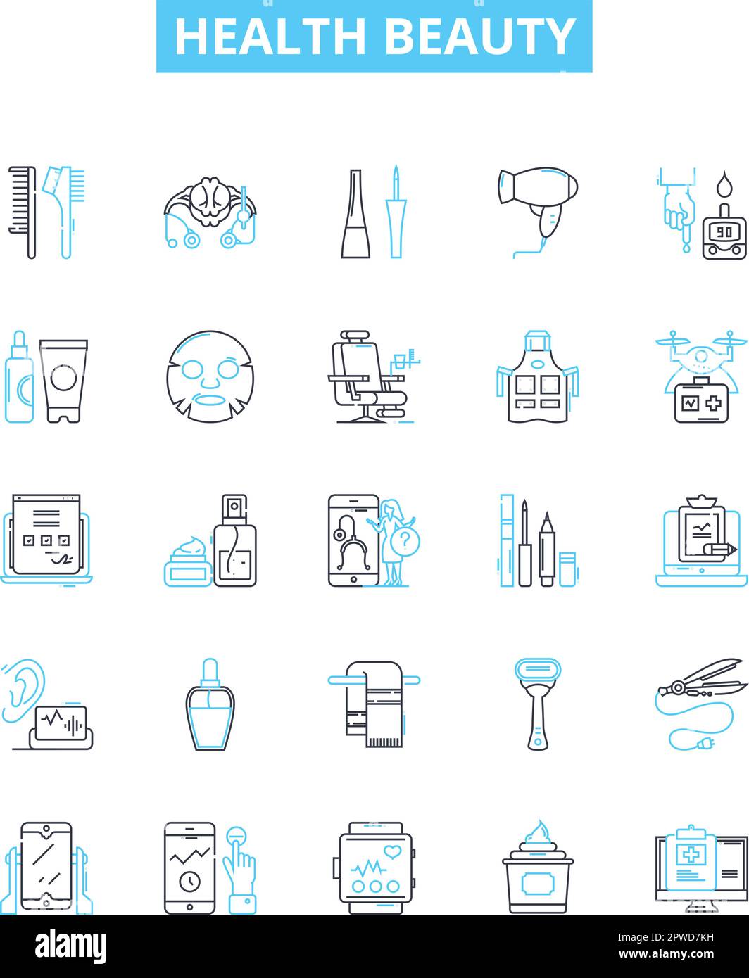 Health beauty vector line icons set. Beauty, Health, Skin, Hair, Care ...