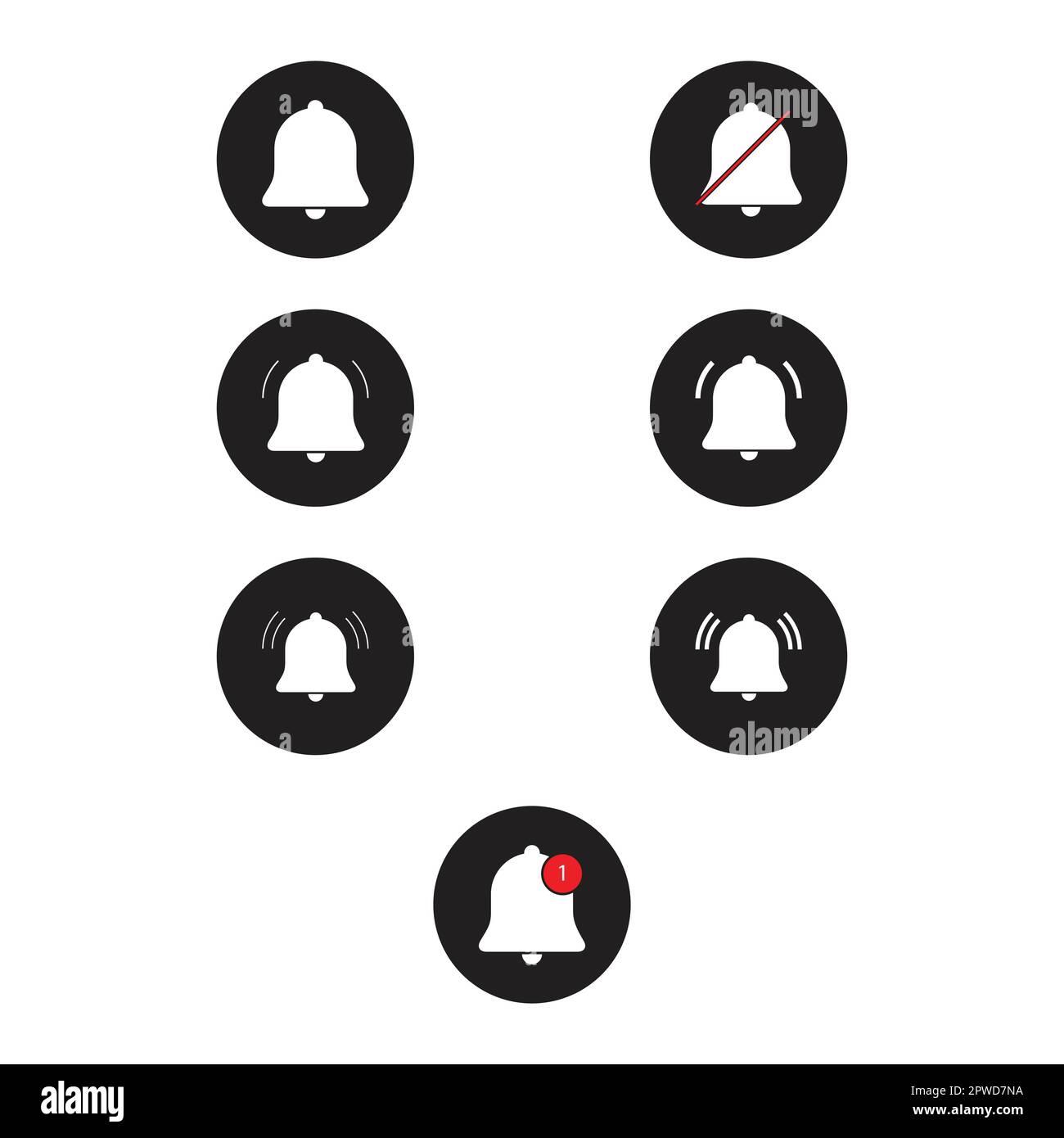 Notification Icon Set Stock Vector Image & Art - Alamy