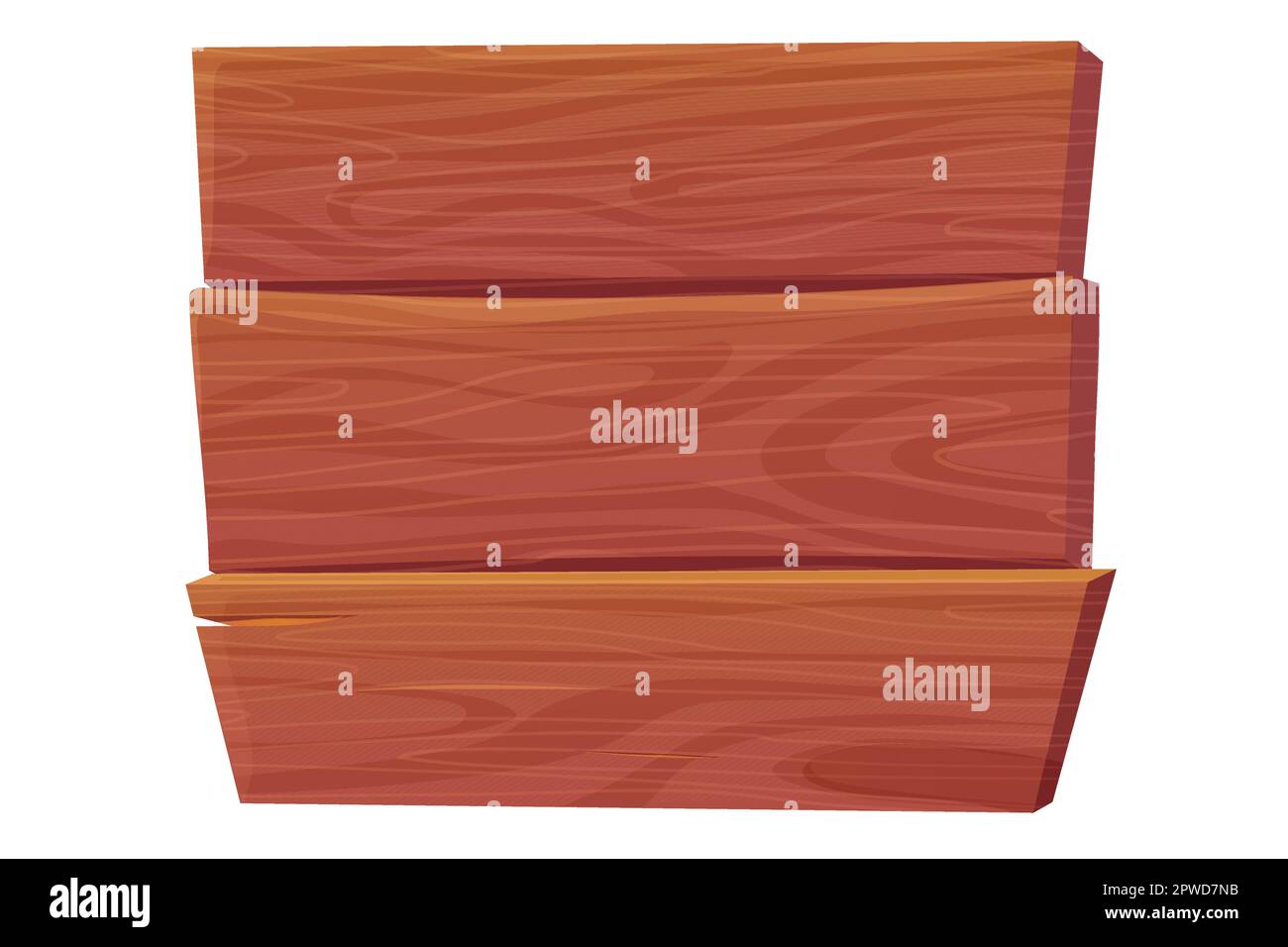 Wooden plank, frame game ui asset textured piece of board, button in ...