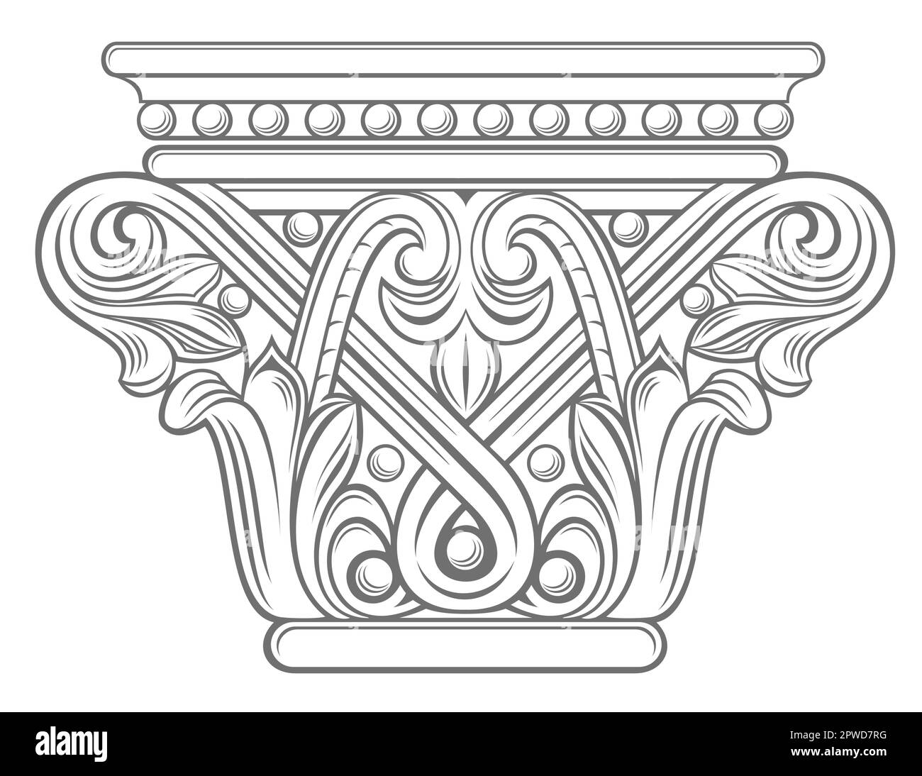 Vector templates. Capital of a medieval cathedral Gothic column ...