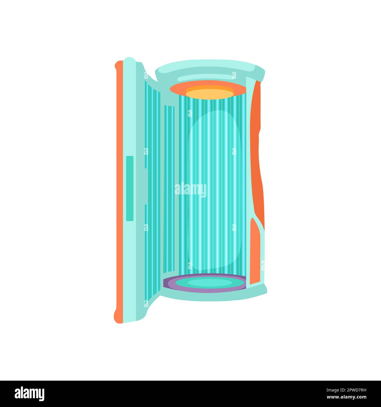 Orange and blue opened tanning cabin cartoon illustration Stock Vector ...