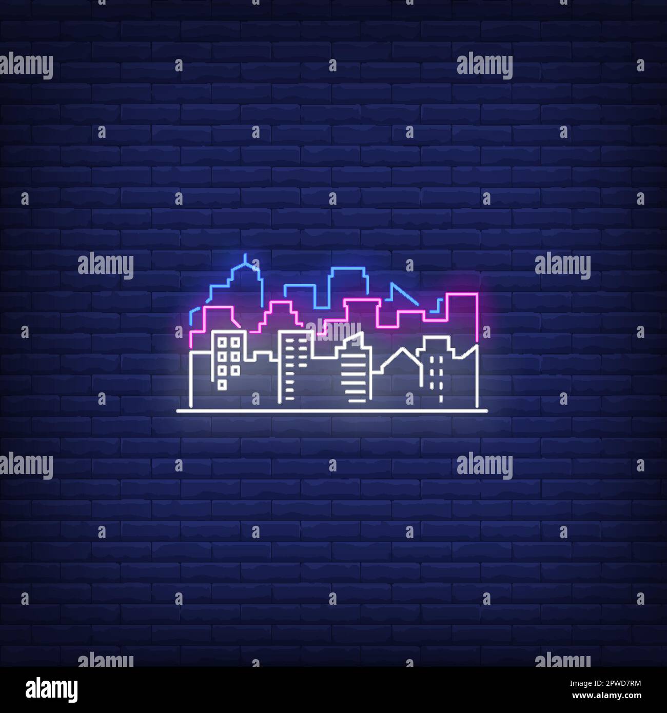 City buildings silhouette neon sign Stock Vector Image & Art - Alamy
