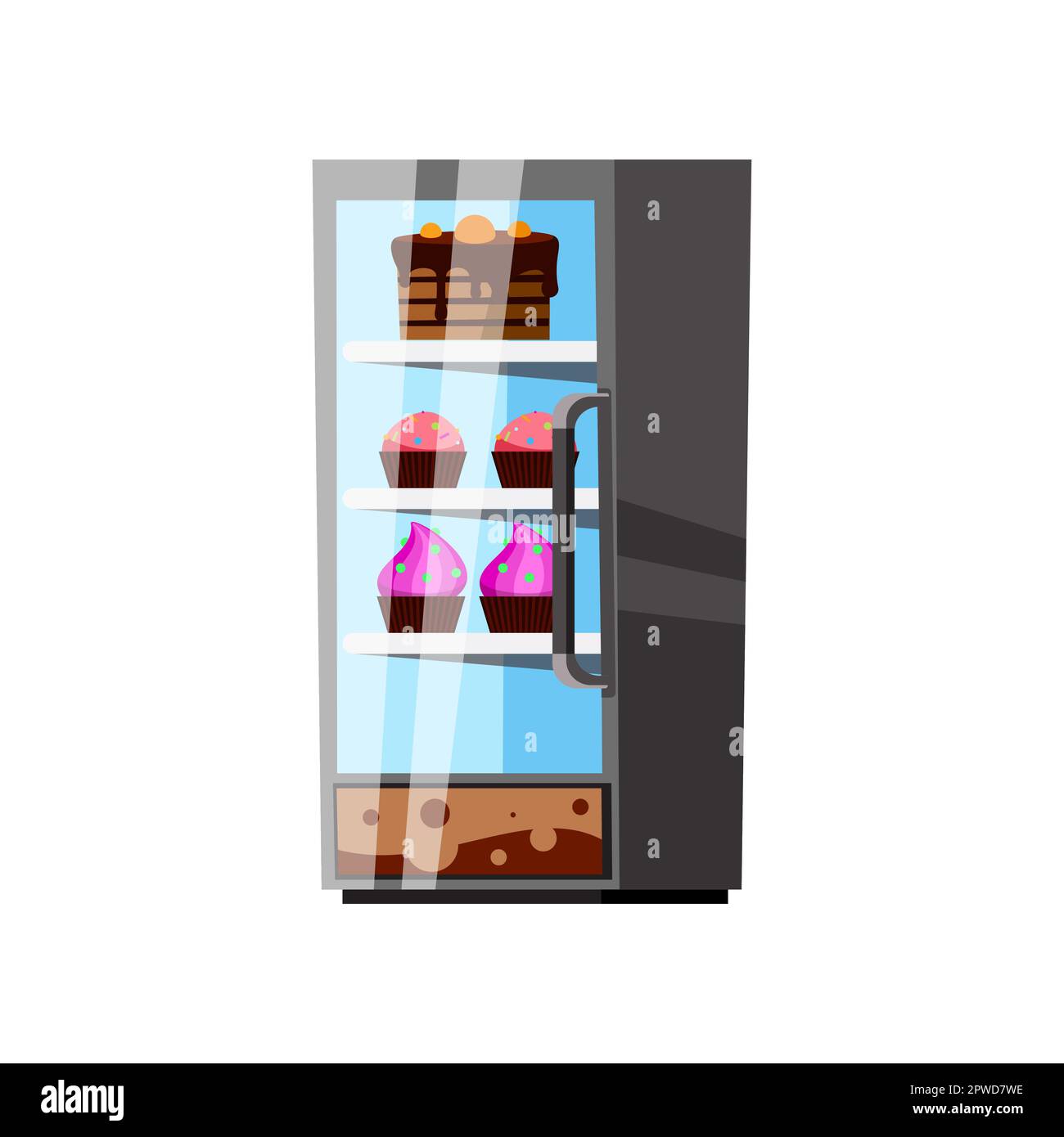 Refrigerator with deserts cartoon illustration Stock Vector Image & Art ...