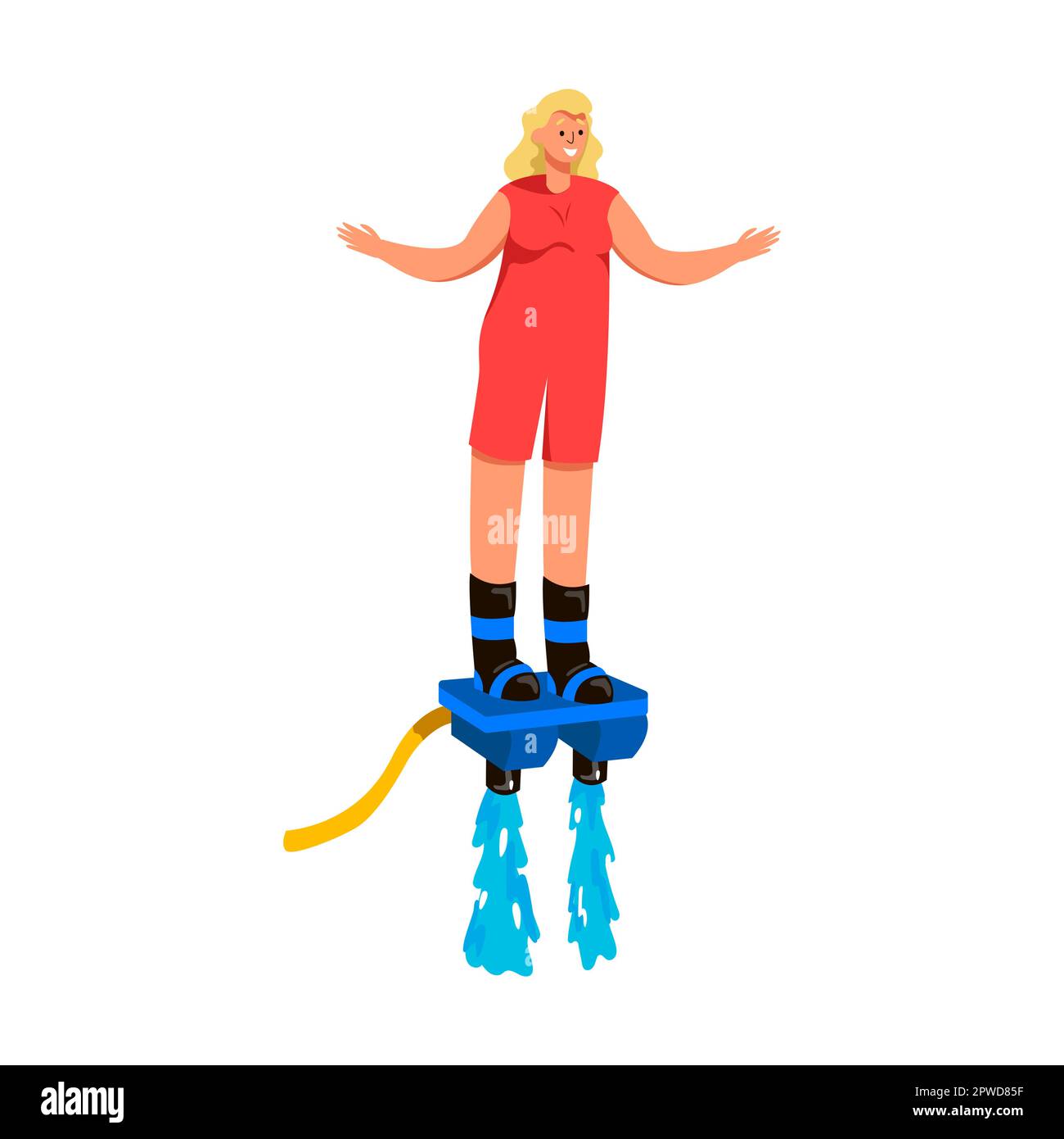 Water sport cartoon vector illustration. Jet stream in water. People ...