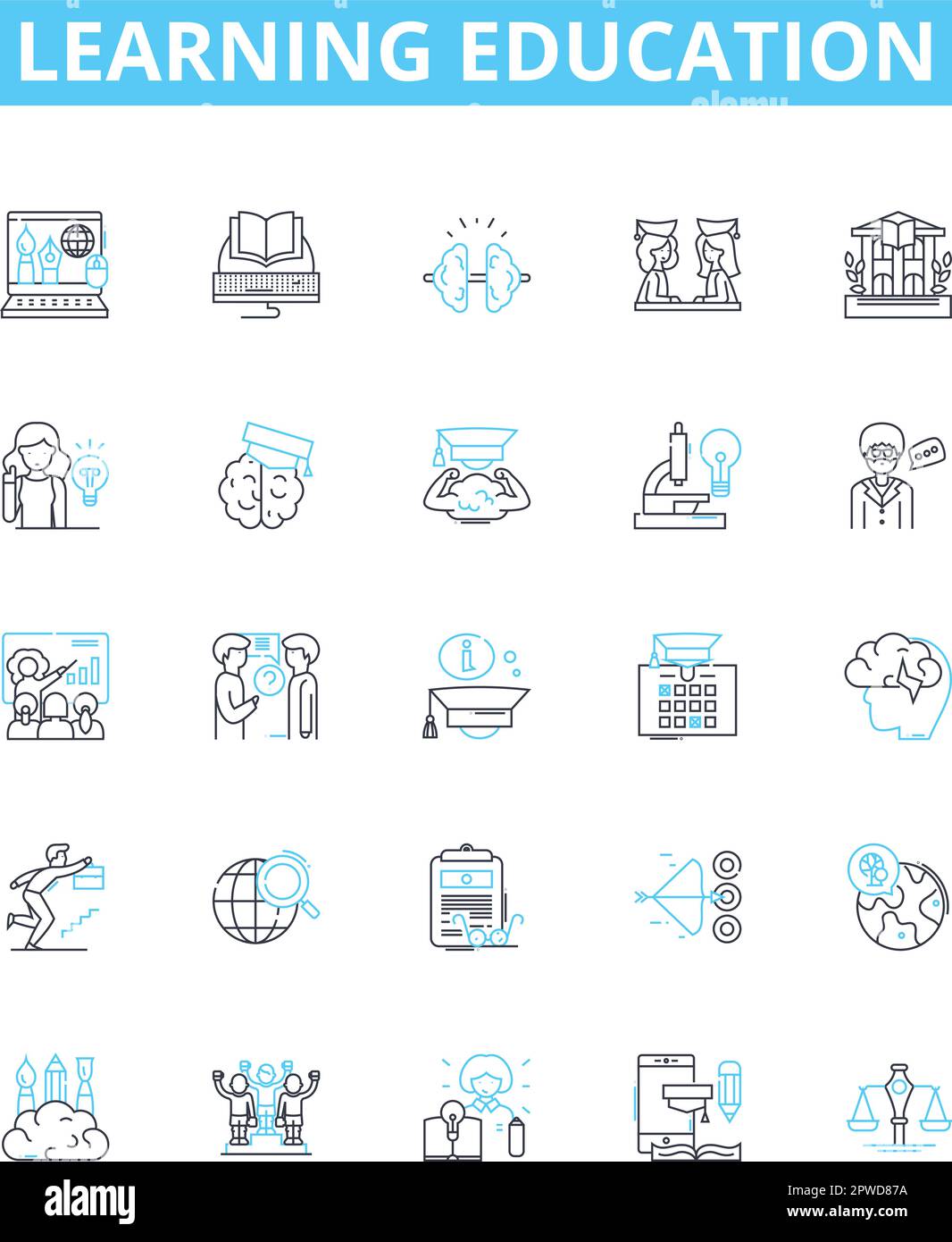Learning education vector line icons set. Education, Learning, Studying ...