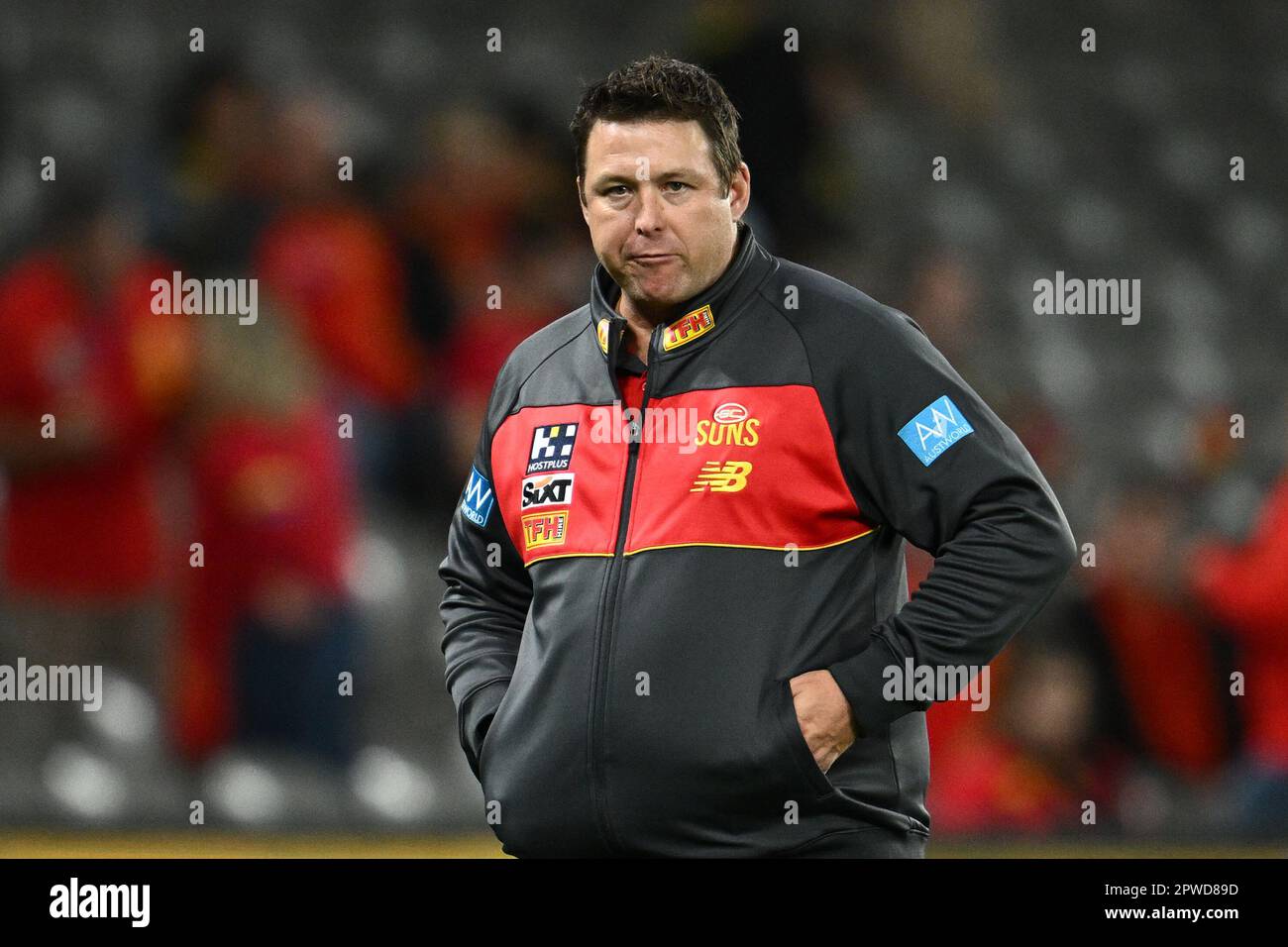 Suns head coach Stuart Dew during the AFL Round 7 match between the ...