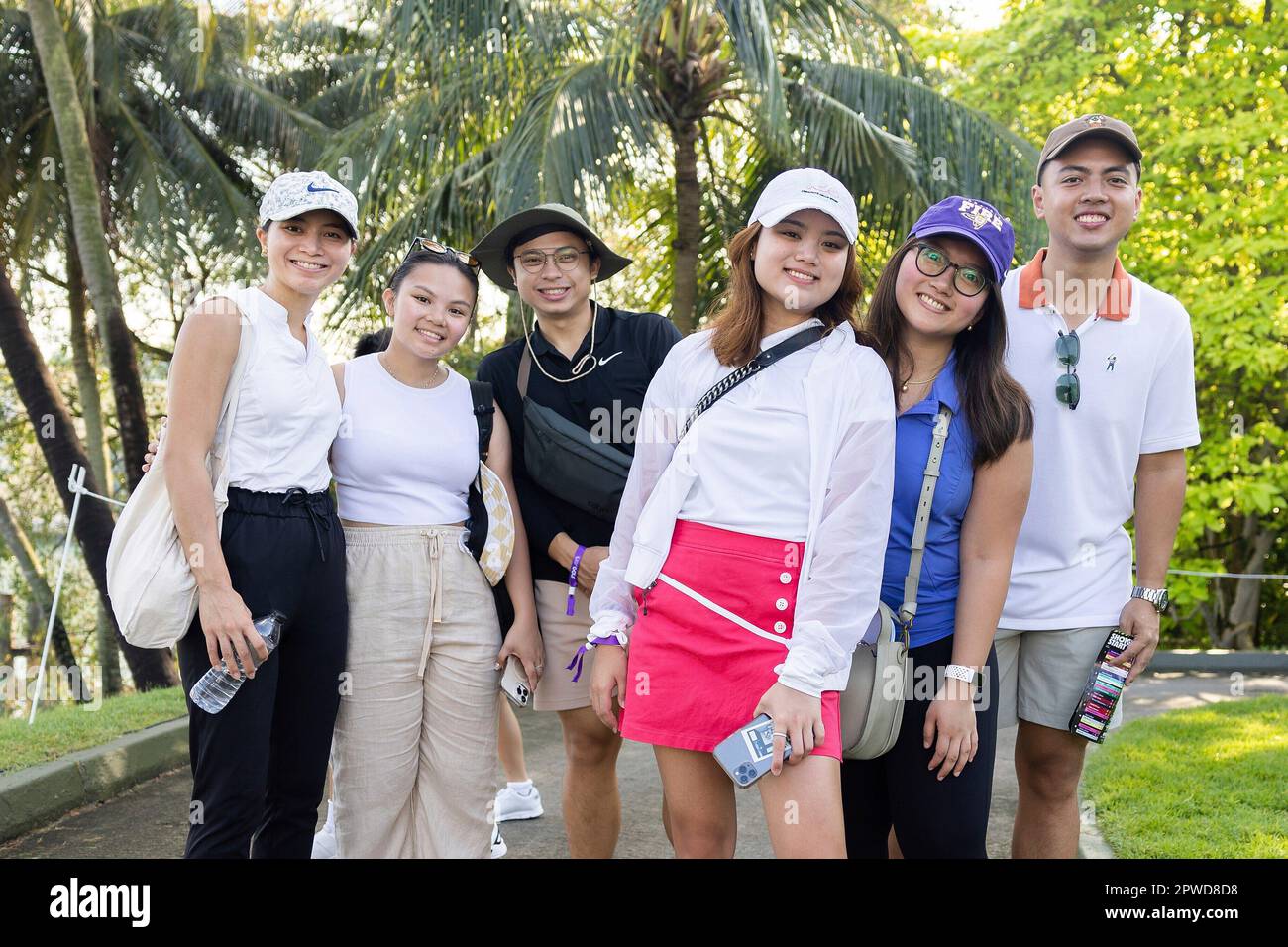 Fans pose for a photo during the final round of LIV Golf Singapore at ...