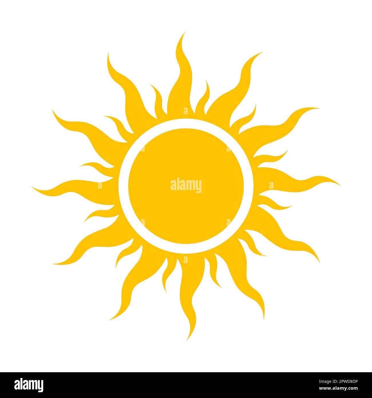 Shape of affectionate sun. Vector illustration of bright yellow round ...
