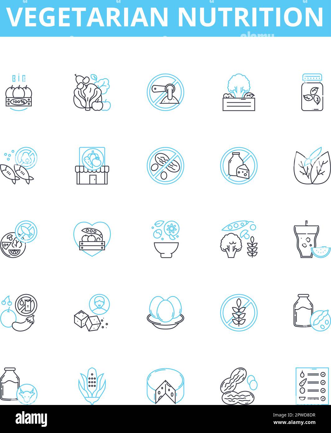vegetarian nutrition vector line icons set. Vegetarian, Nutrition ...