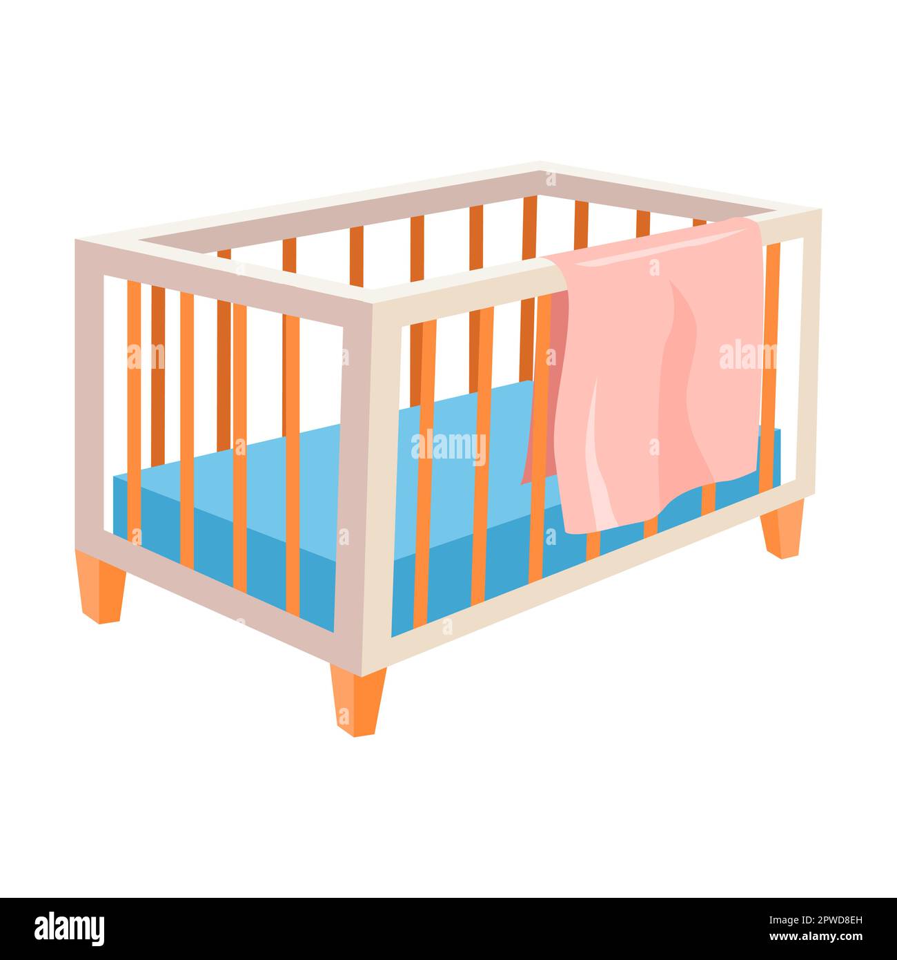 Baby bed. Accessory and clothes for newborn vector illustration. Cradle ...