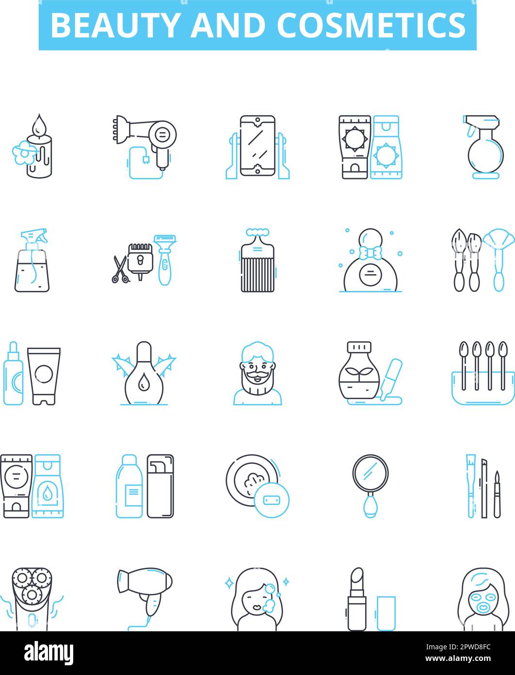 Beauty and cosmetics vector line icons set. Cosmetics, Beauty, Skincare ...