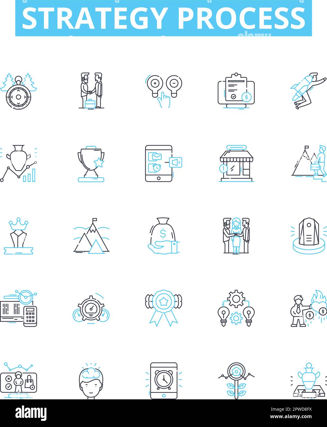 Strategy Process Vector Line Icons Set Planning Analysis Execution