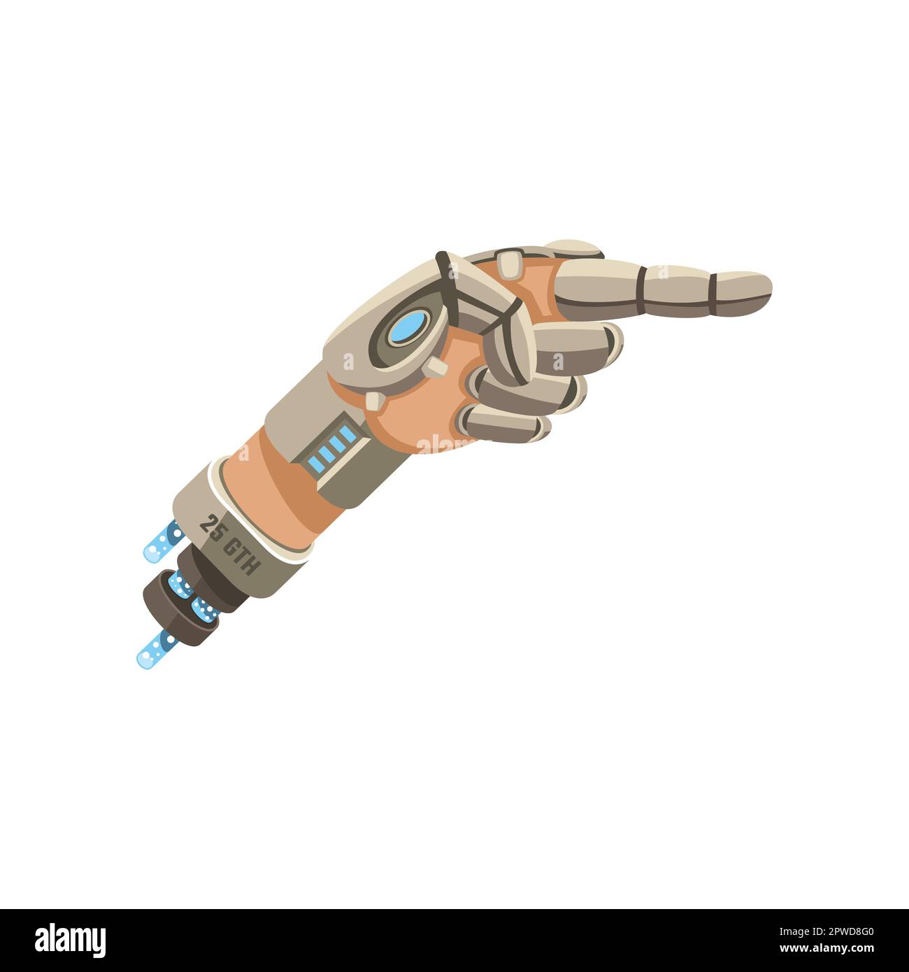 Robot hand pointing to side cartoon illustration Stock Vector Image ...