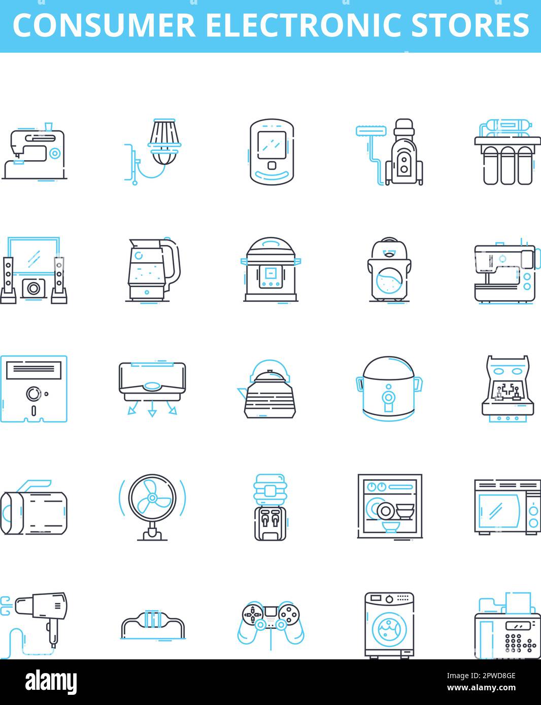 Consumer electronic stores vector line icons set. Electronics, Consumer, Store, Shopping ...