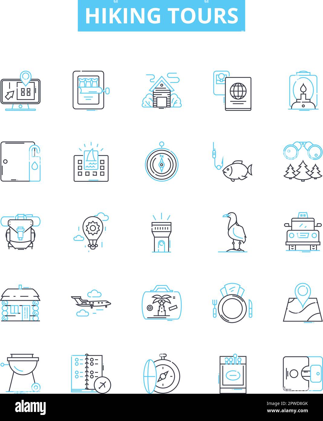 Hiking tours vector line icons set. Hiking, Tours, Trails, Trekking ...