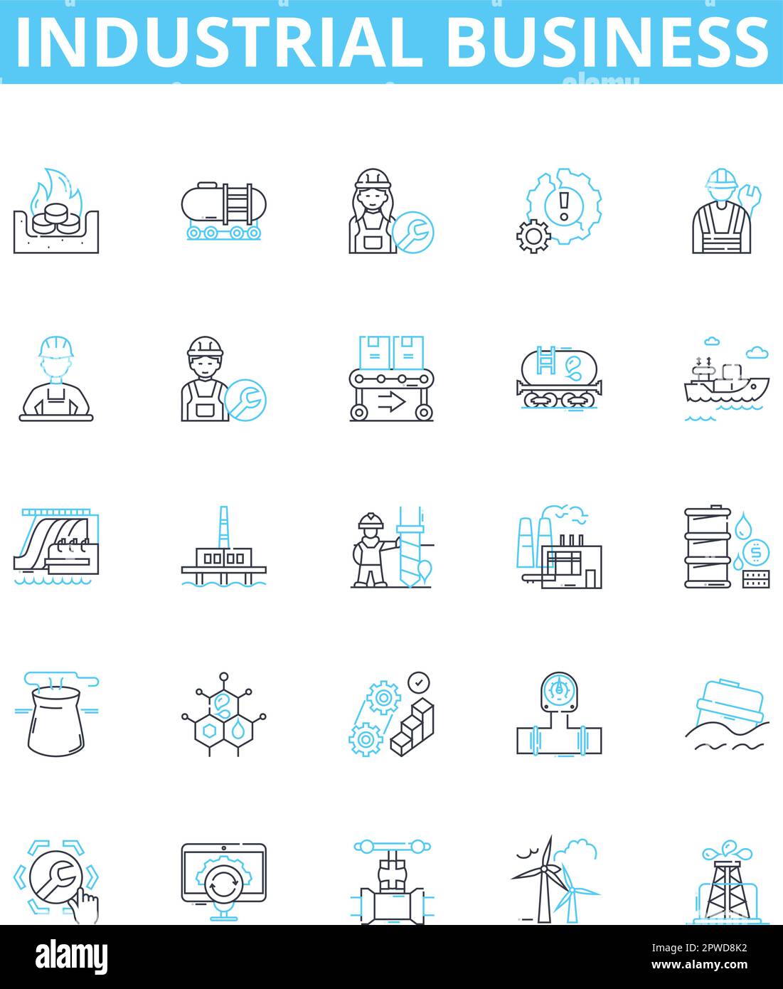 Industrial business vector line icons set. Industry, Business ...