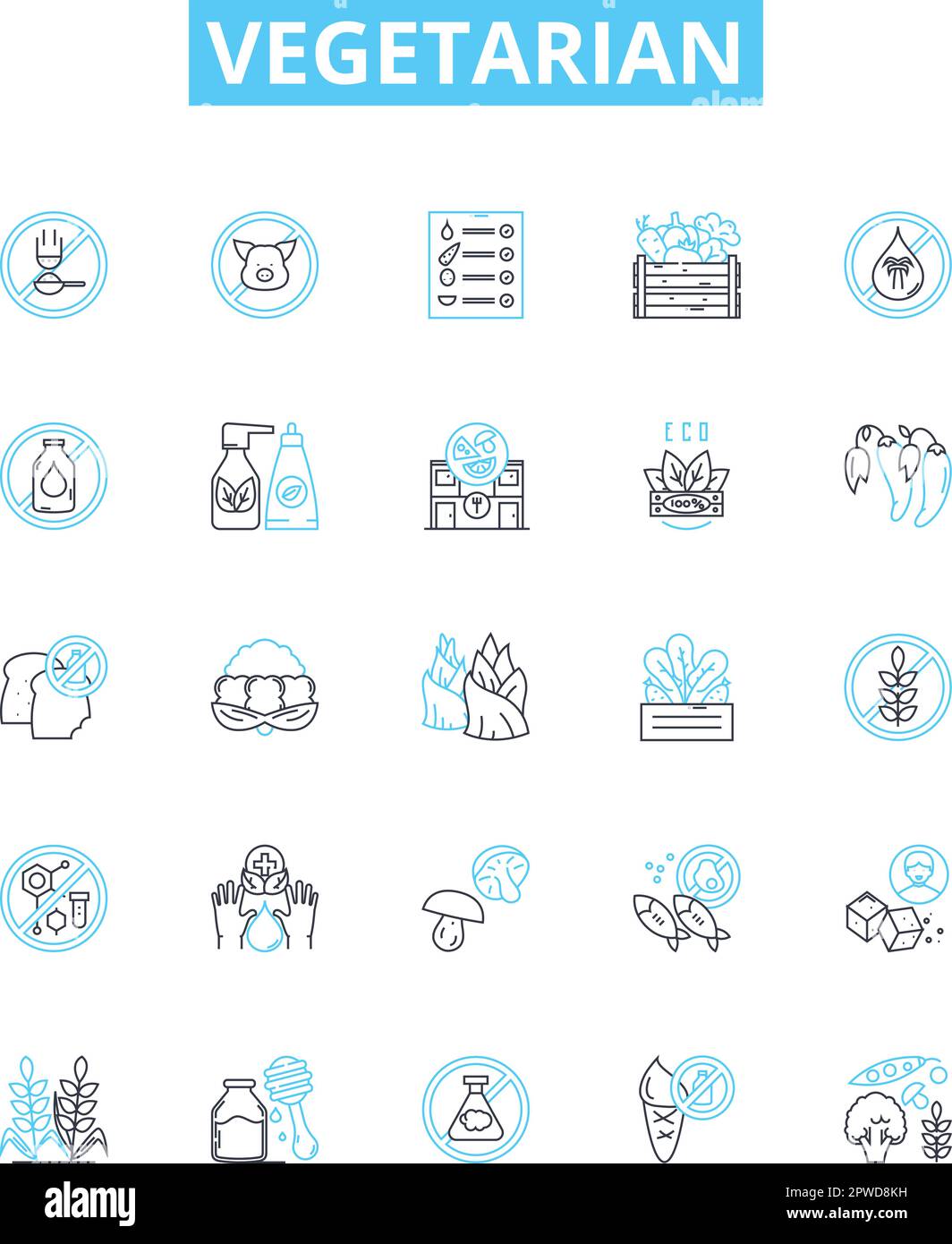 Vegetarian vector line icons set. Vegetarian, plant-based, green, plant ...