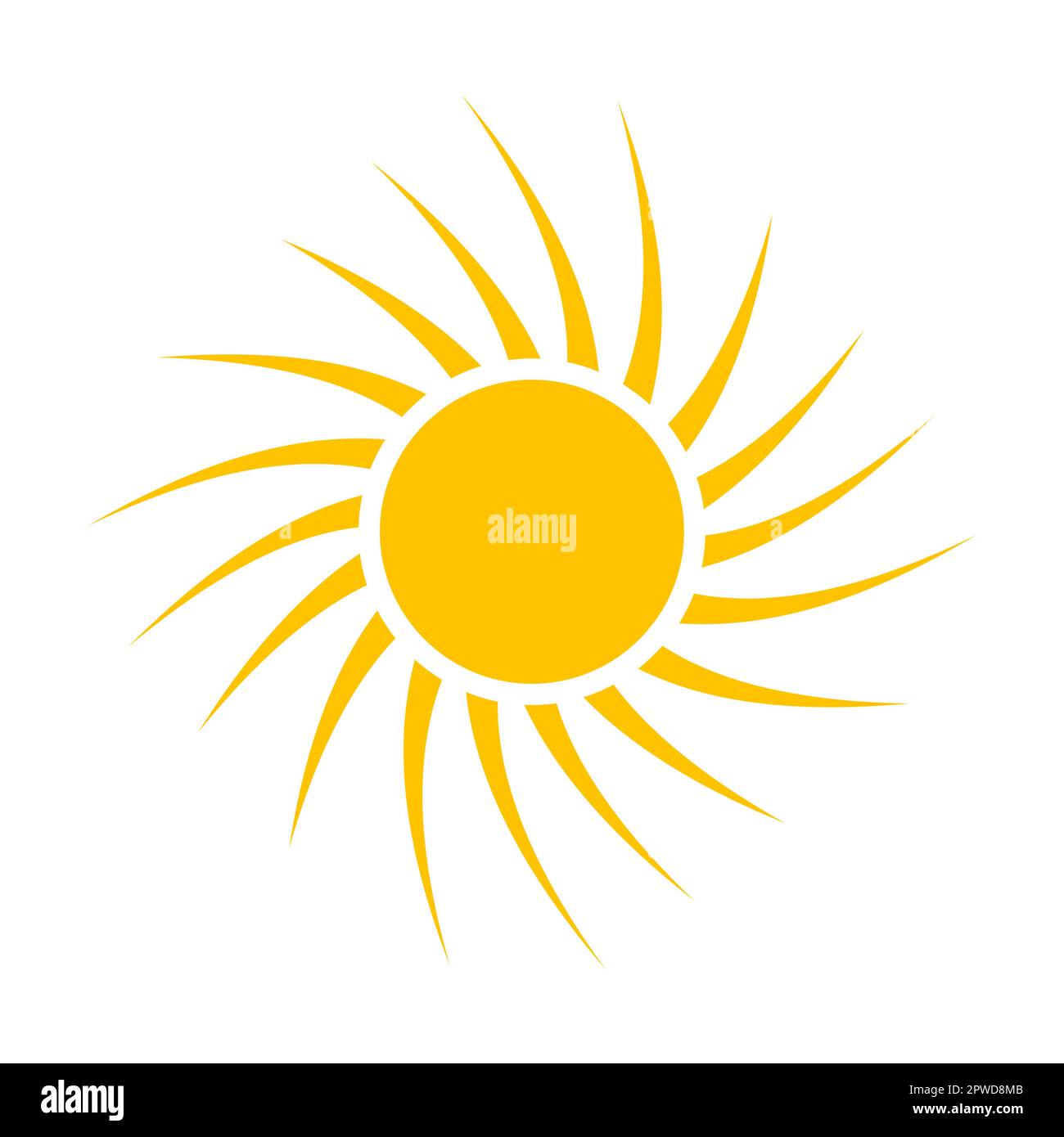 Shape of autumn sun. Vector illustration of bright yellow round sun ...