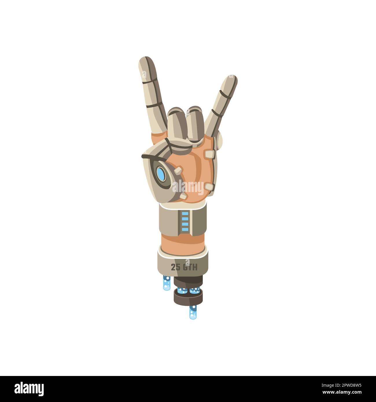 Robot hand showing rock gesture cartoon illustration Stock Vector Image ...