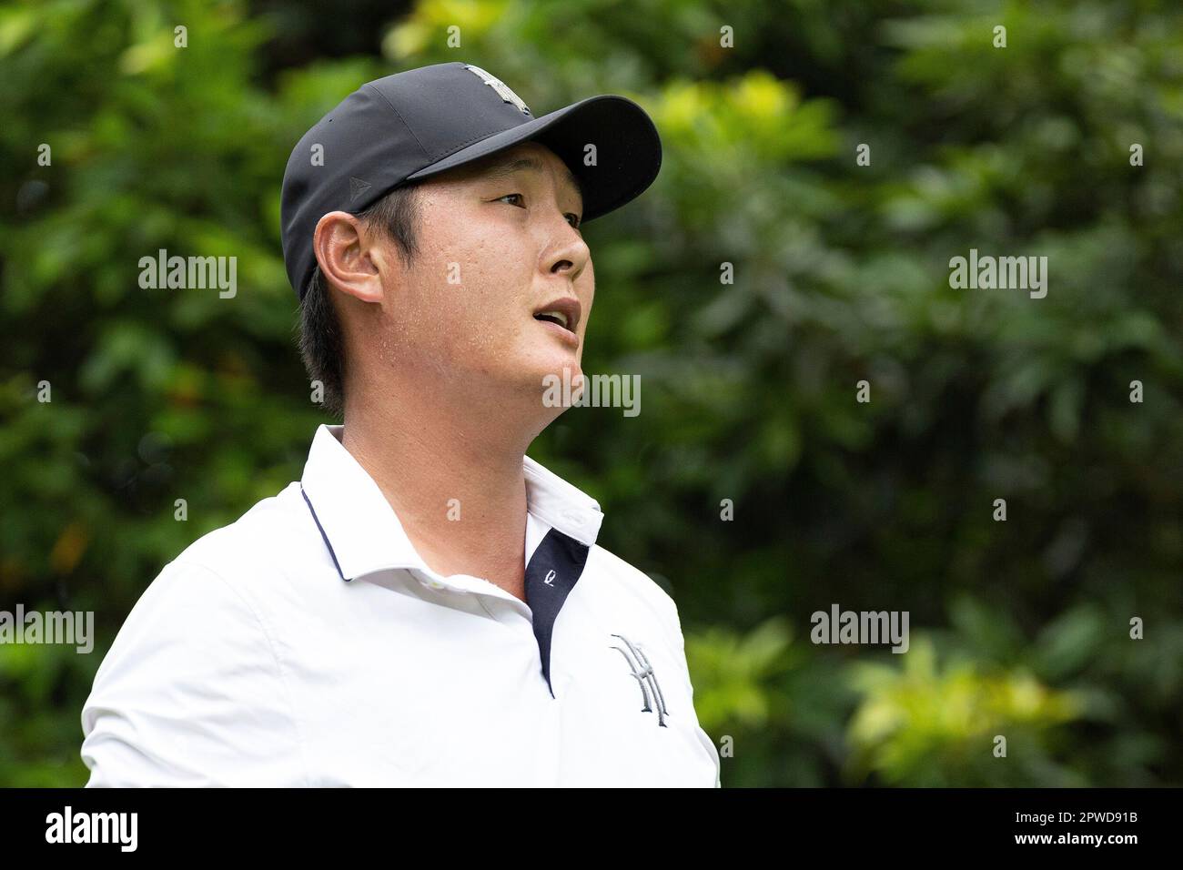 Danny Lee of Iron Heads GC looks on from the 12th tee during the final ...