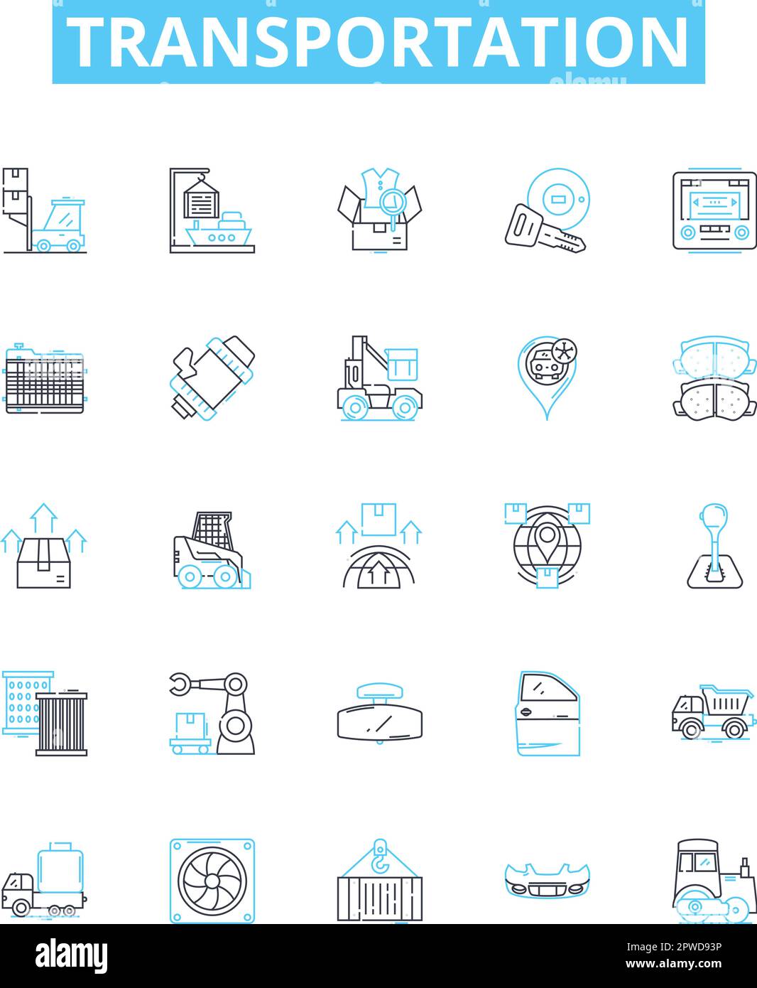 Transportation vector line icons set. Travel, Transit, Freight, Delivery, Shipping, Logistics ...