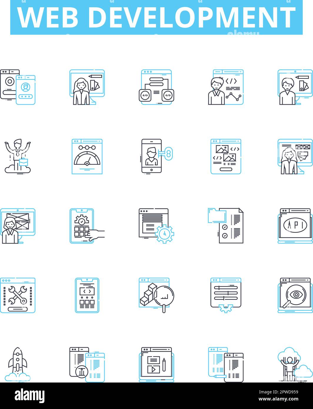 Web Development Vector Line Icons Set Web Development Html Css Javascript Ajax Php