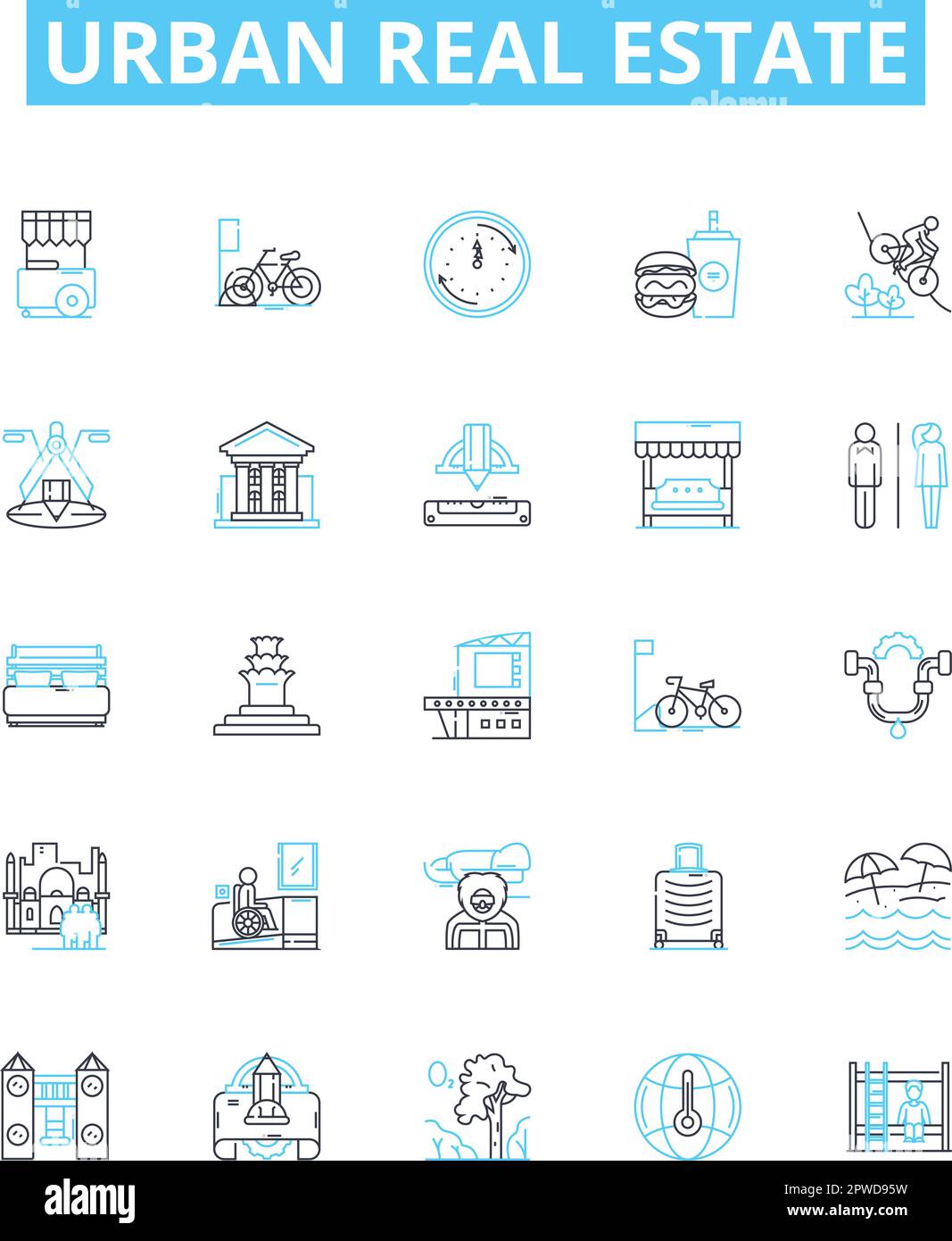 Urban real estate vector line icons set. Urban, Real, Estate, Housing ...