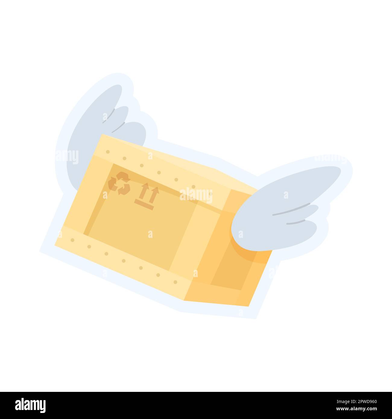 Wooden box flying sticker cartoon illustration Stock Vector Image & Art ...