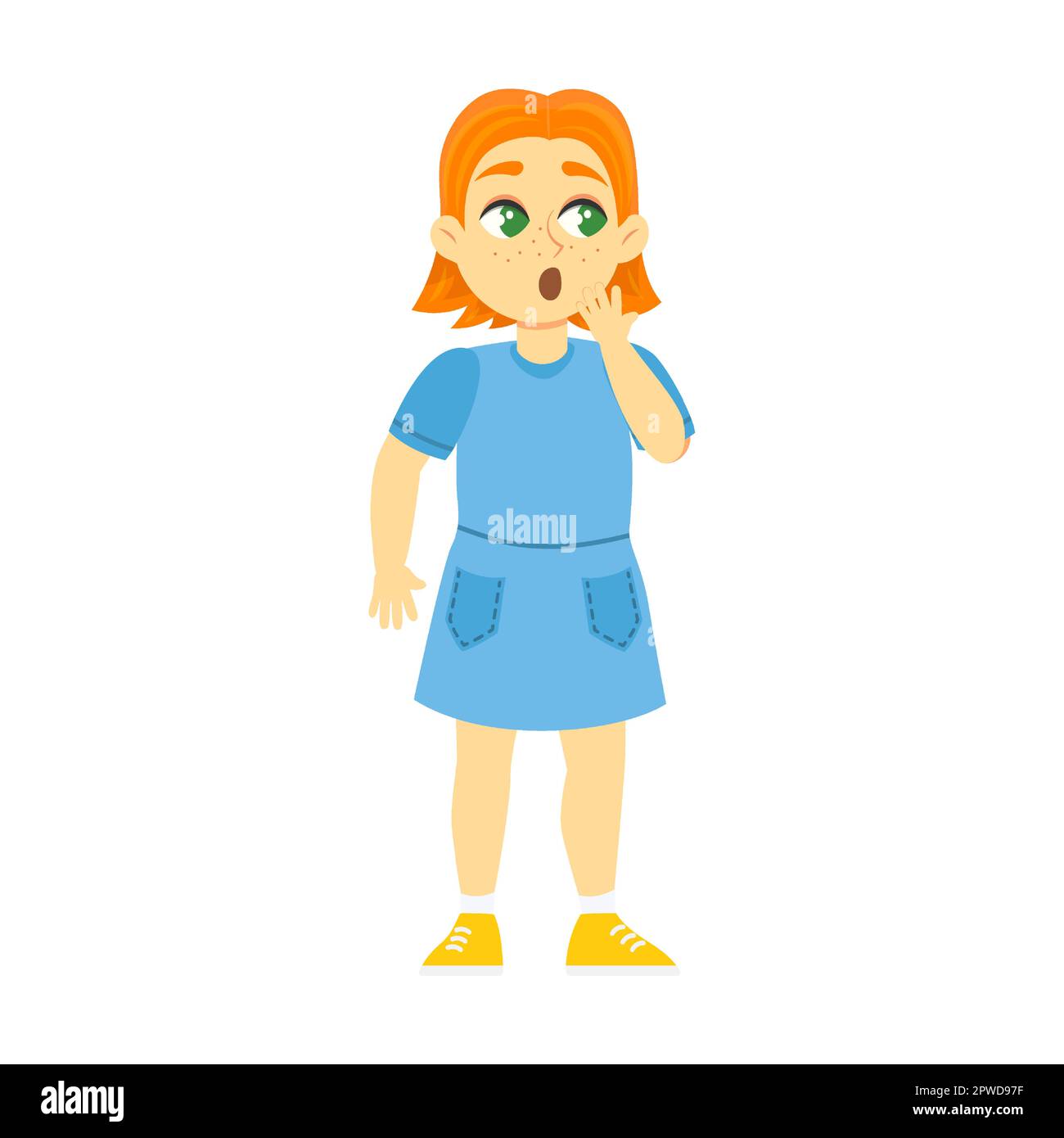 expression of frightened and puzzled girl vector illustration ...