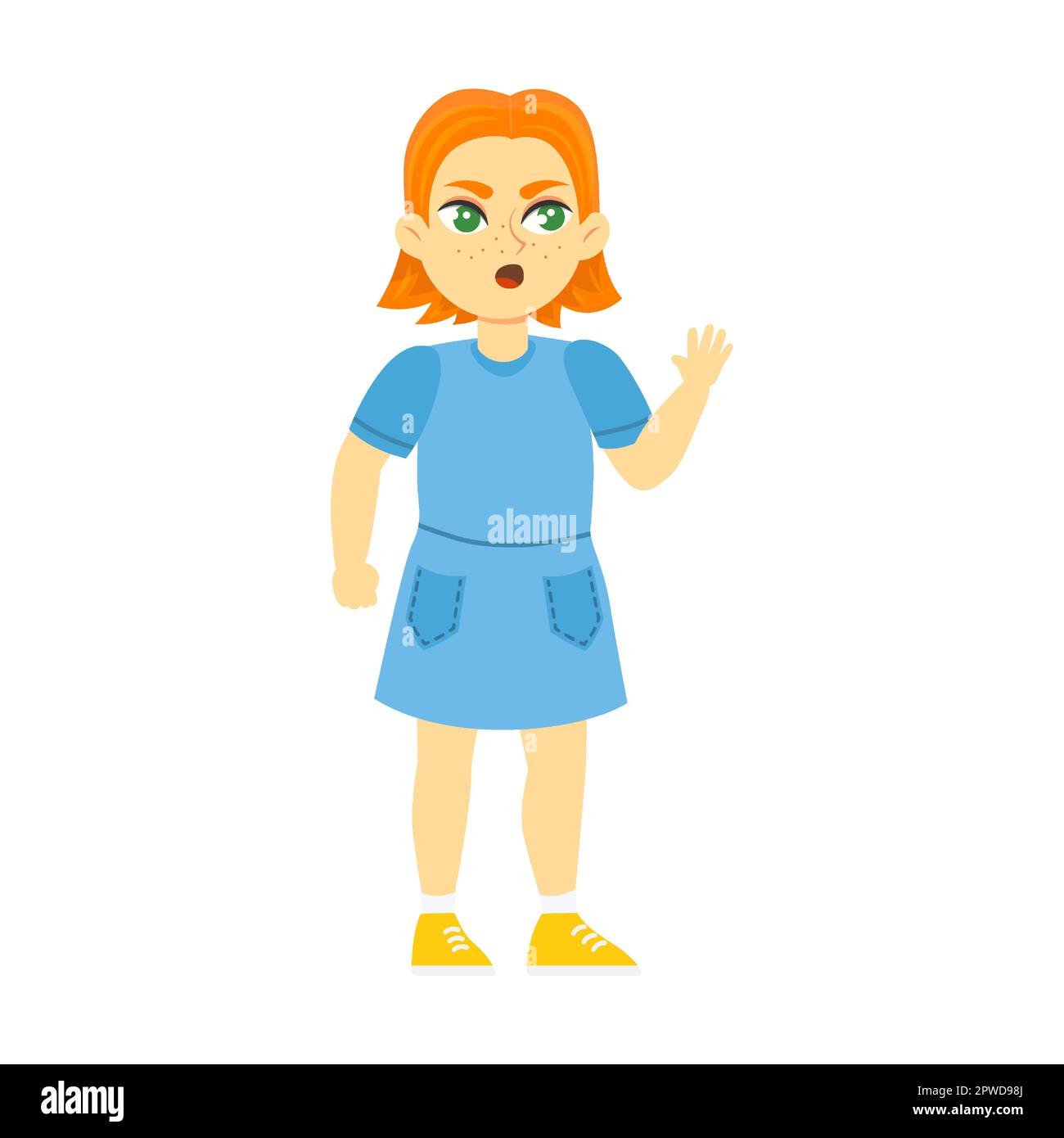 expression of angry girl vector illustration. Emotional cartoon ...
