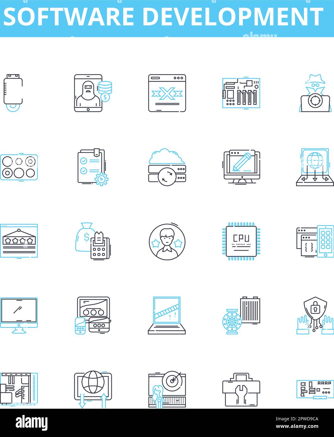 Software development vector line icons set. Software, Development ... Software development vector line icons set. Software, Development ...