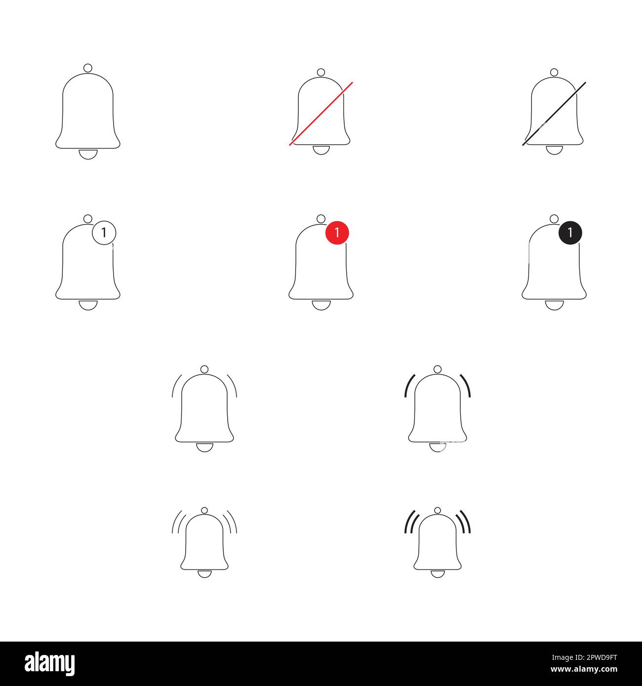 Notification Icon Set Stock Vector Image & Art - Alamy