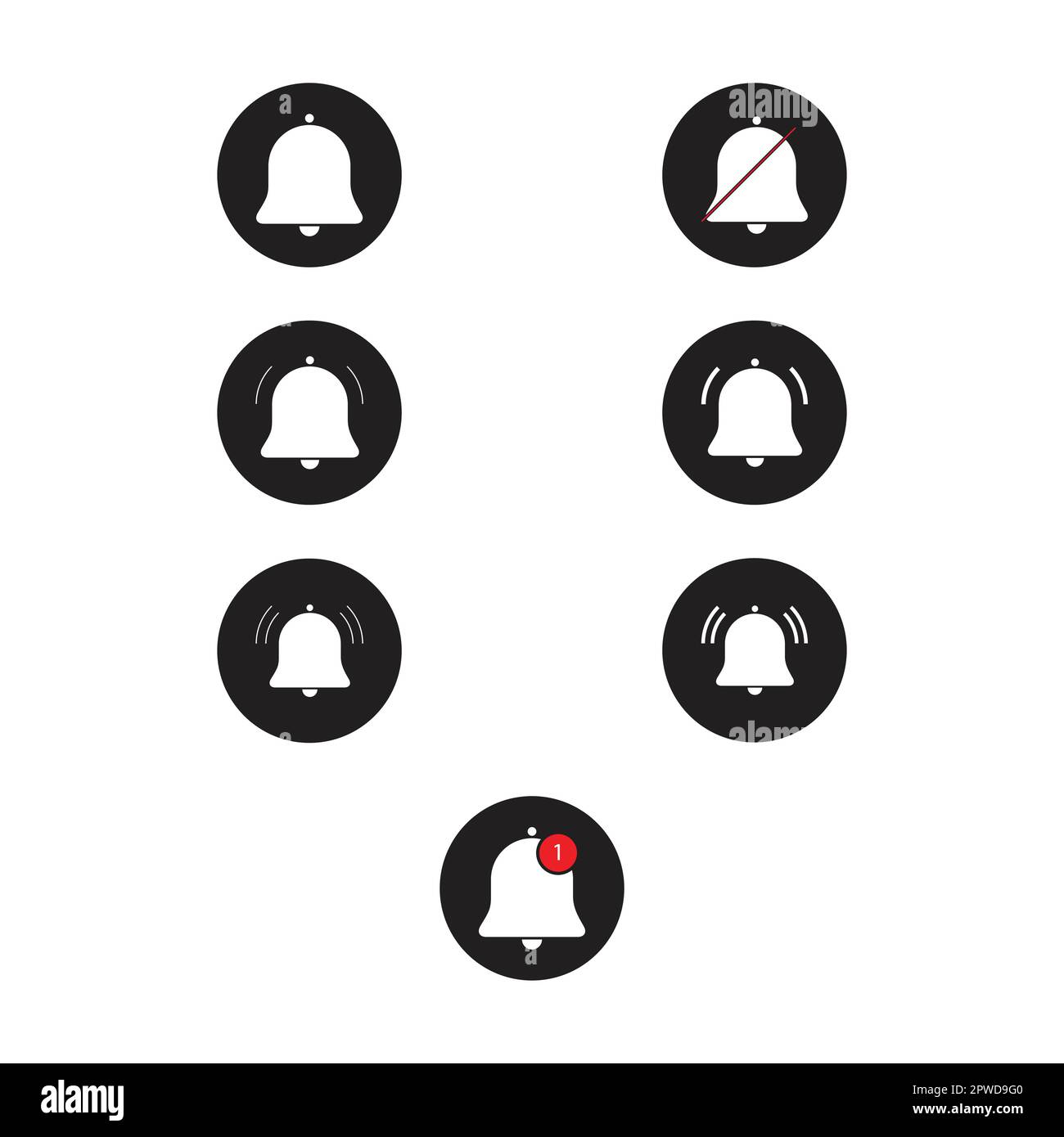 Notification Icon Set Stock Vector Image & Art - Alamy