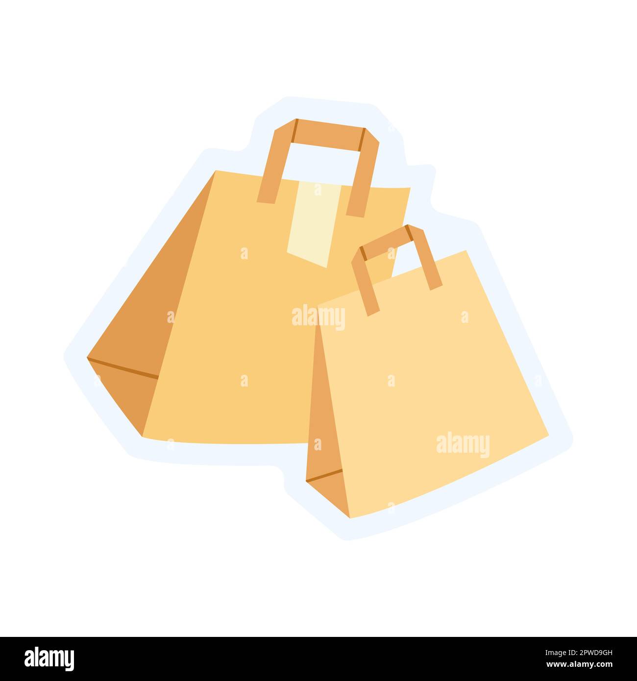 Paper bags with purchases sticker cartoon illustration Stock Vector ...