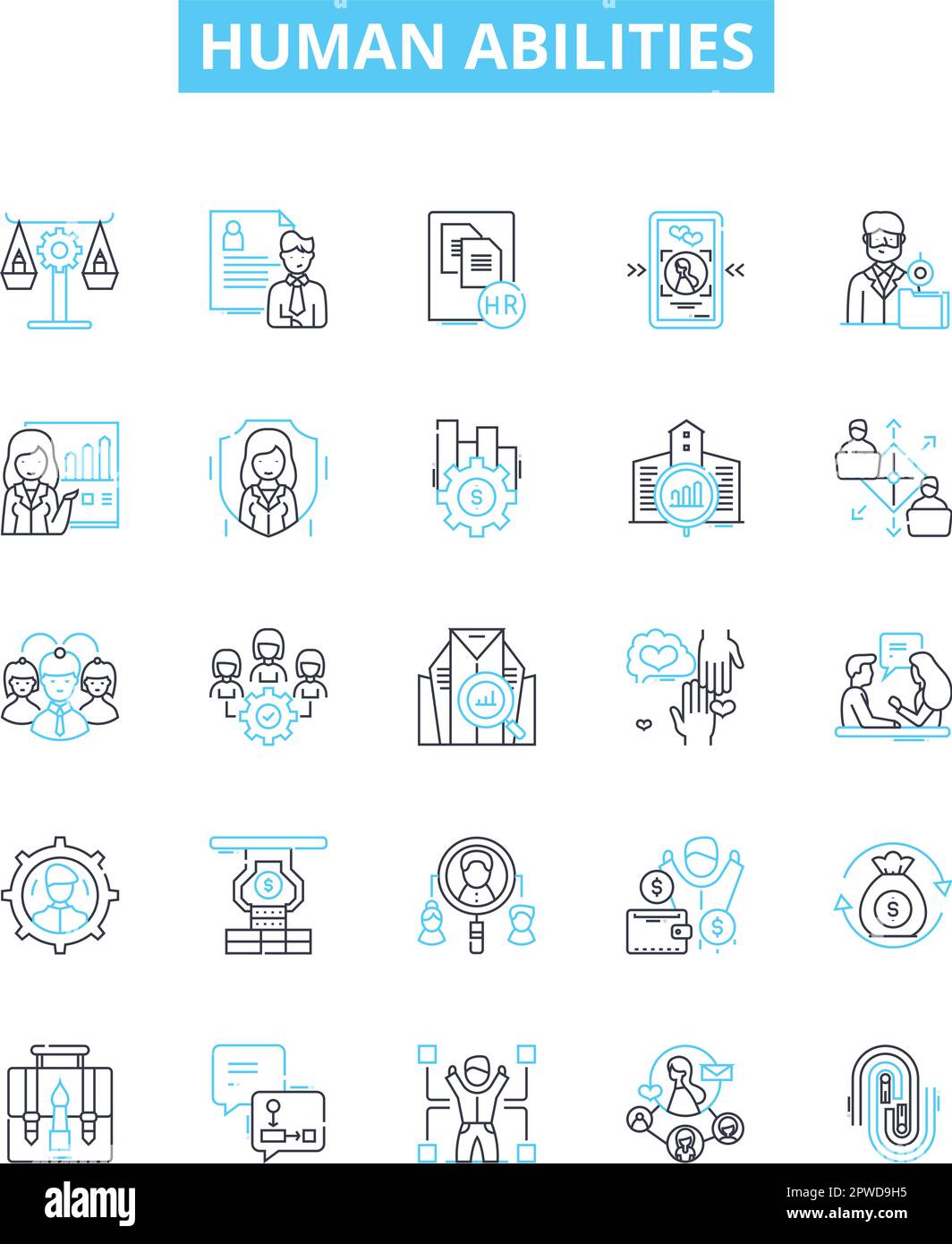 Human Abilities Vector Line Icons Set Ability Skill Cognition Learning Thinking Creativity