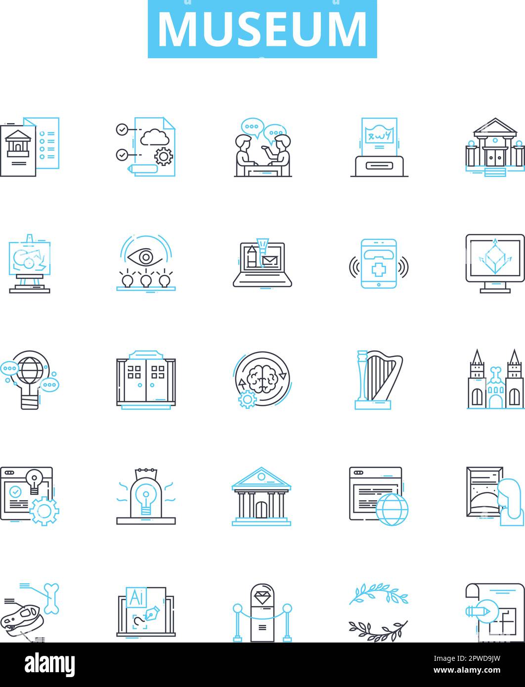 Museum vector line icons set. Museum, Exhibit, Artifact, Collection ...