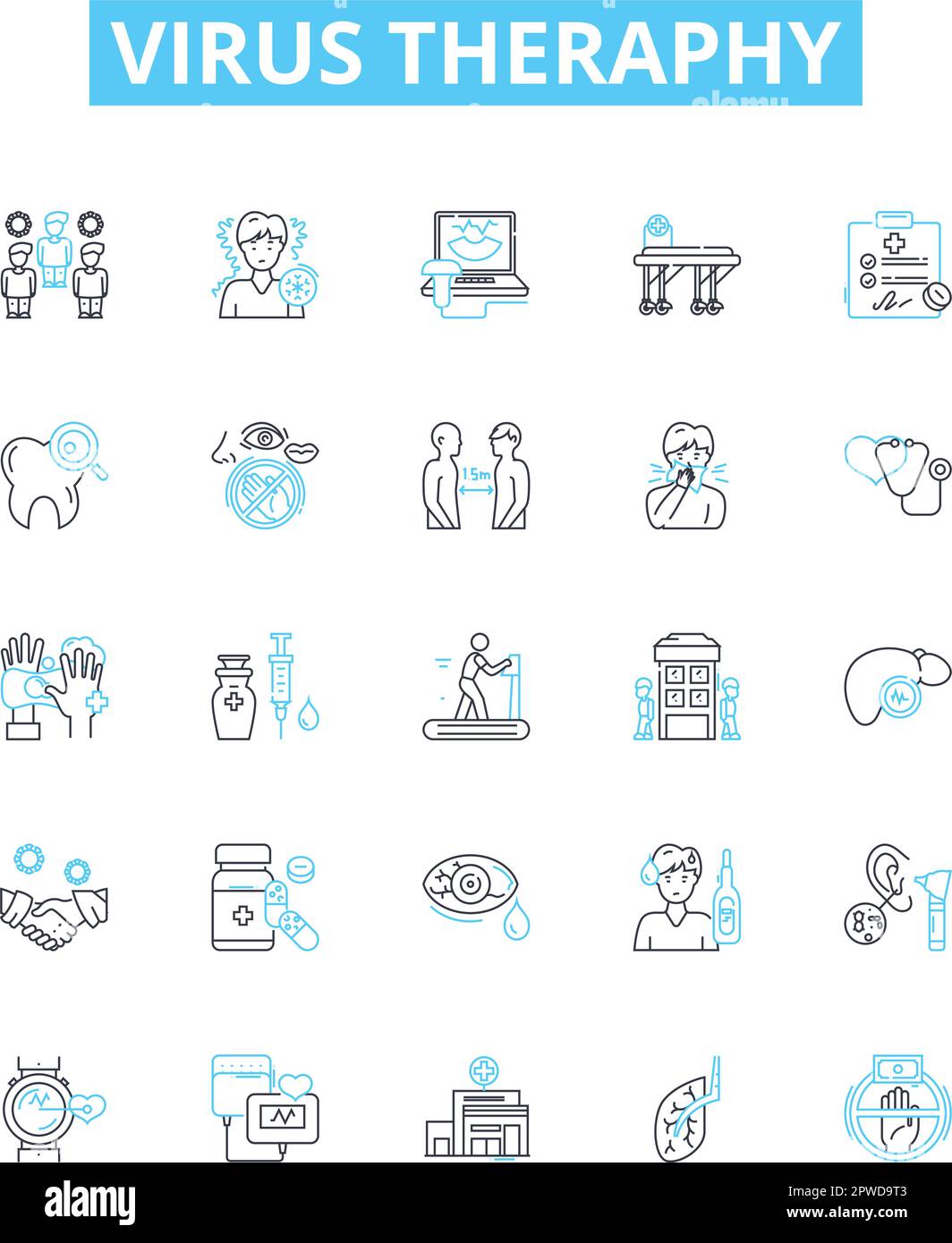Virus theraphy vector line icons set. Antiviral, Viruscide, Remedial ...