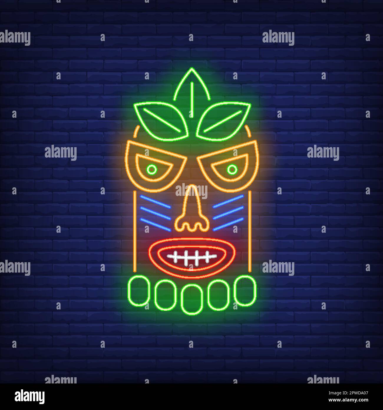 Bright tribal mask neon sign Stock Vector Image & Art - Alamy