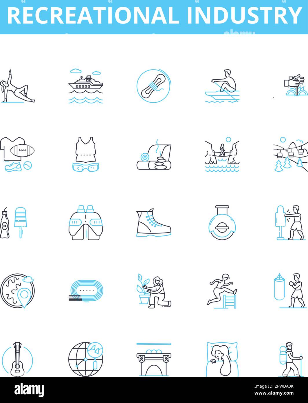 Recreational industry vector line icons set. Recreational, Industry ...