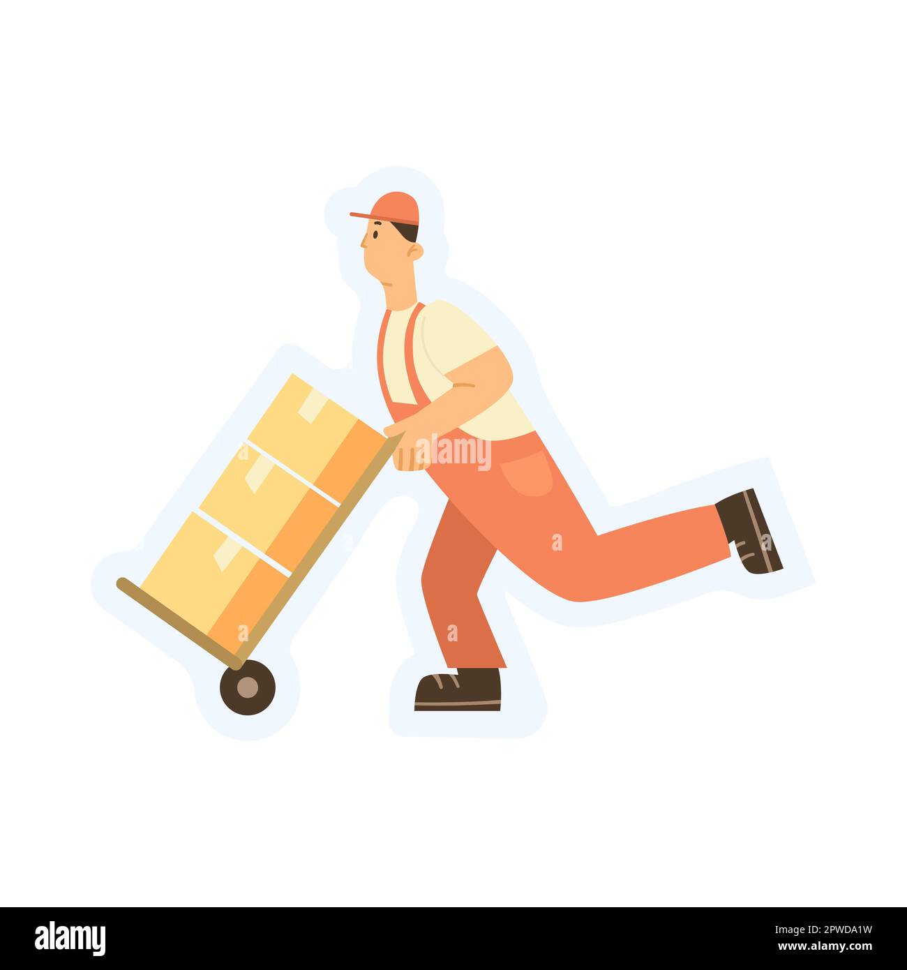 Courier holding parcel sticker hi-res stock photography and images - Alamy
