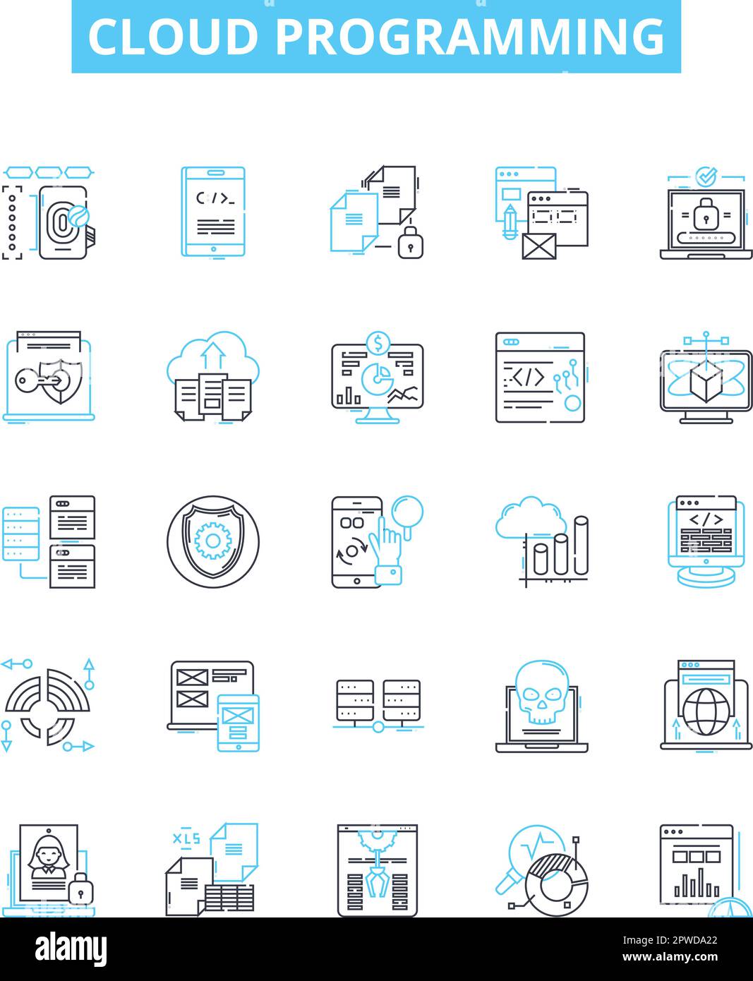 Cloud programming vector line icons set. Cloud, Programming, Computing ... Cloud programming vector line icons set. Cloud, Programming, Computing ...