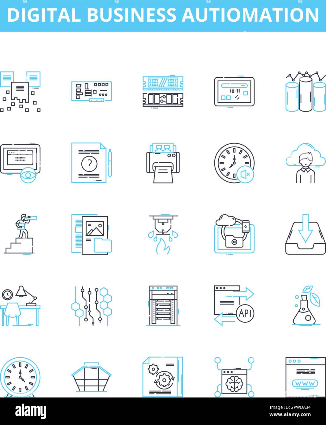 Digital business autiomation vector line icons set. Digital, Business ... Digital business autiomation vector line icons set. Digital, Business ...