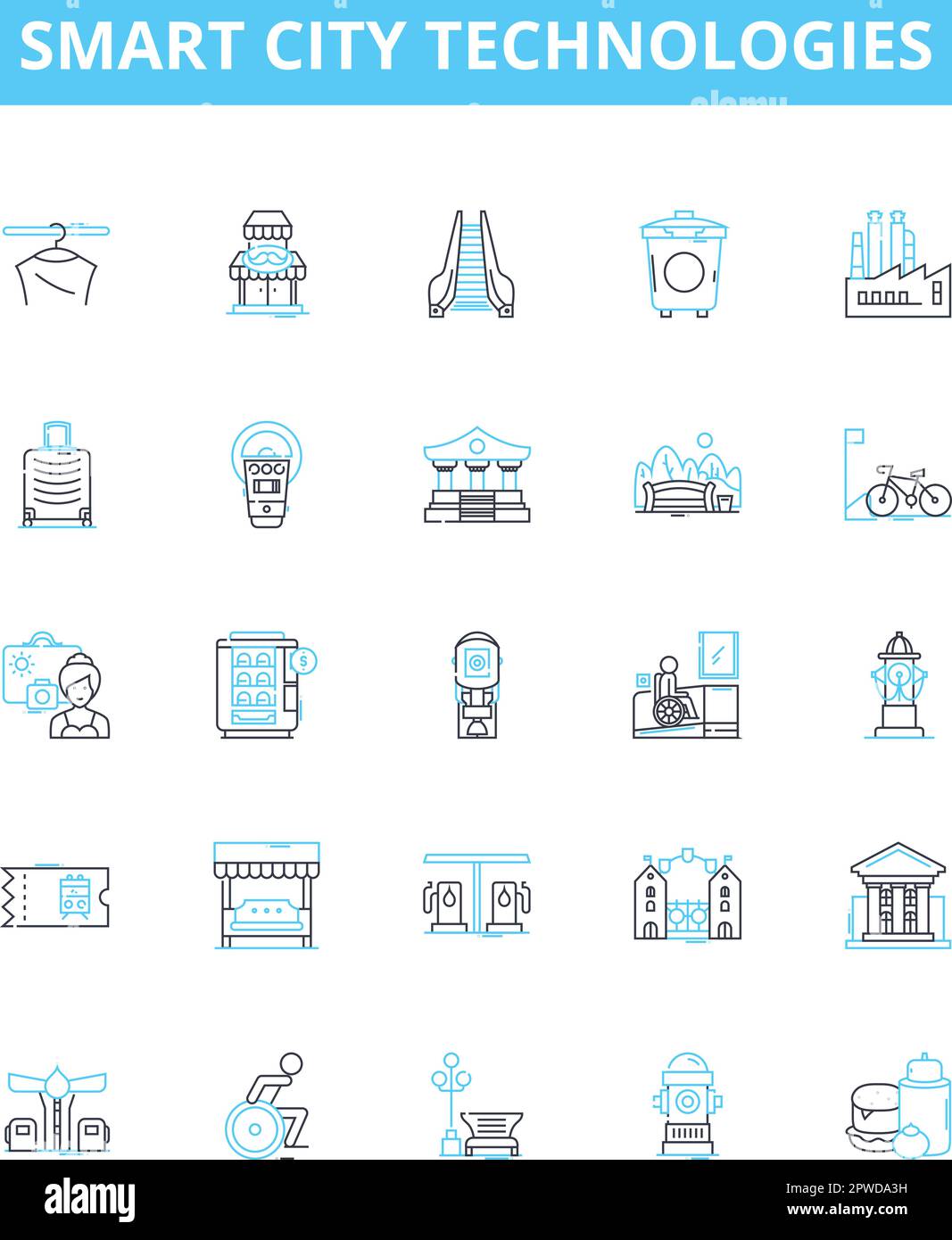 Smart city technologies vector line icons set. Smart, City ... Smart city technologies vector line icons set. Smart, City ...