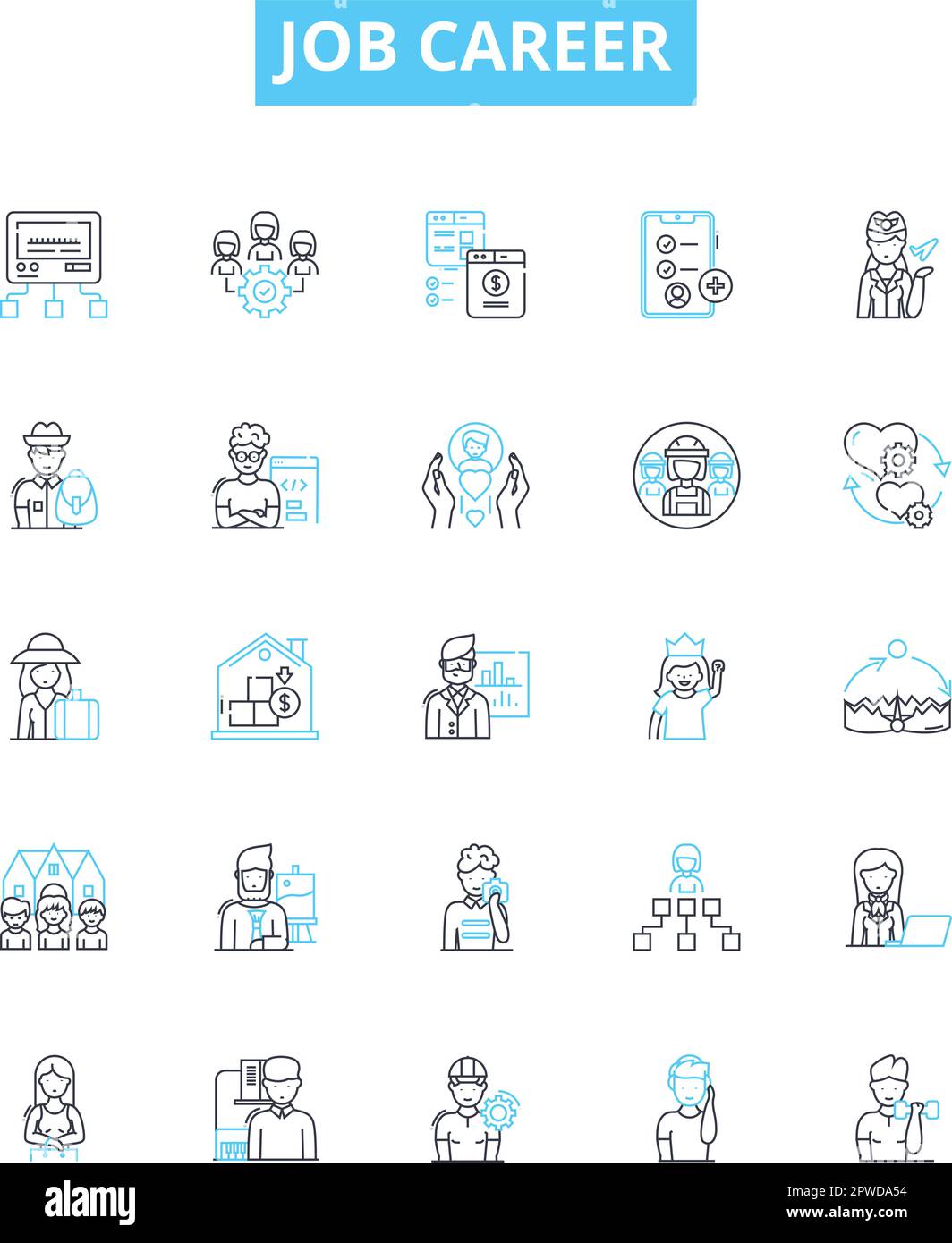 Job career vector line icons set. job, career, employment, vocation ...