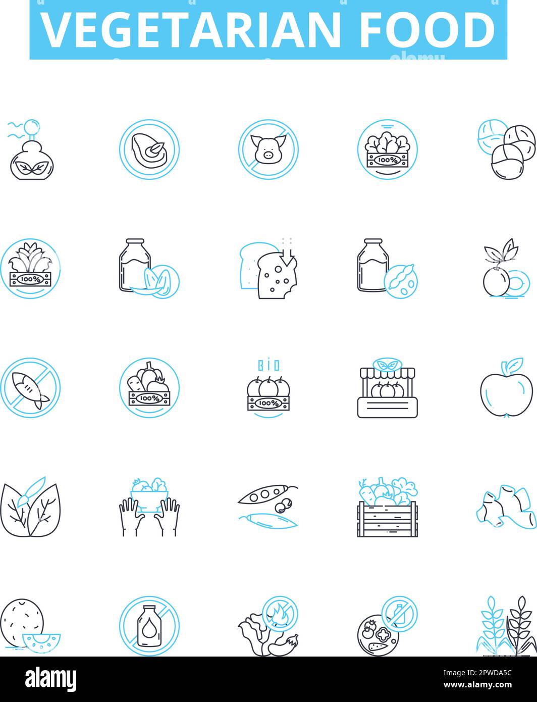 Vegetarian food vector line icons set. Vegetables, Beans, Lentils, Tofu ...